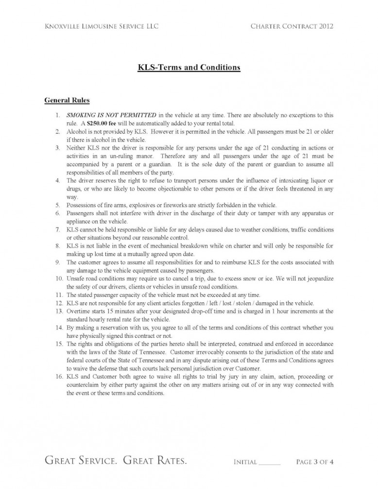Limousine Charter Contract « Knoxville Limousine Service